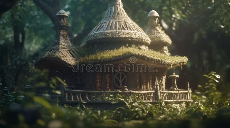 Fantasy Hut of Tiny Forest Dweller, Macro View of Fairy Tale Home Stock ...