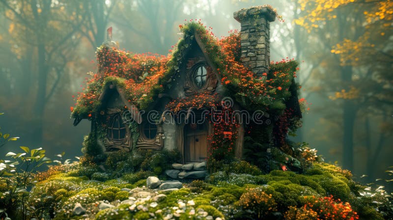 Fantasy Hut of Tiny Forest Dweller, Macro View of Fairy Tale Home Stock ...