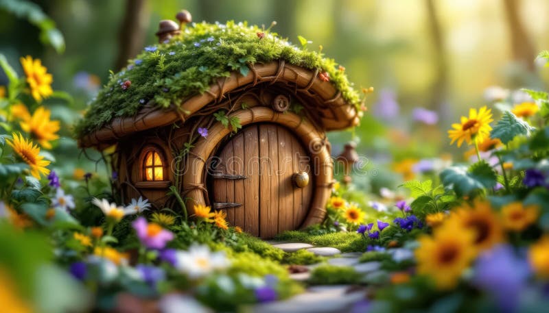Fantasy Hut of Tiny Forest Dweller, Macro View of Fairy Tale Home Stock ...