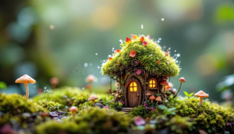 Fantasy Hut of Tiny Forest Dweller, Macro View of Fairy Tale Home Stock ...