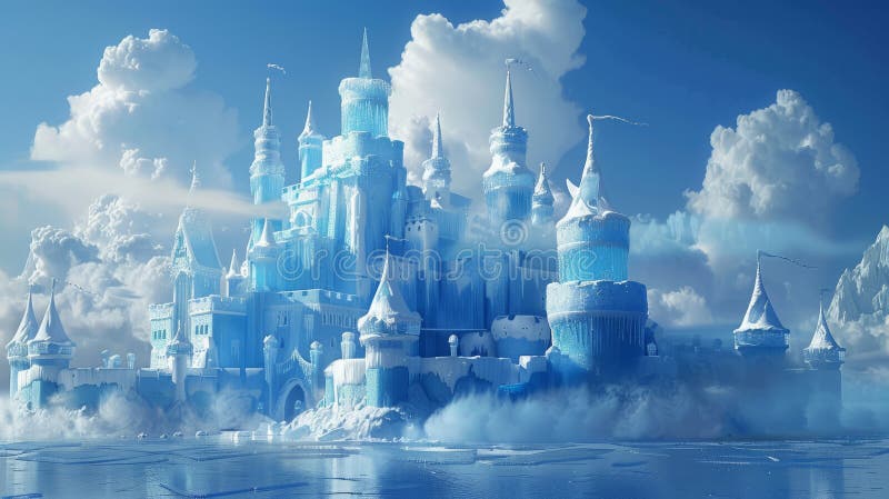 Fantasy Ice Castle Image Illustration Landscape Stock Illustration ...
