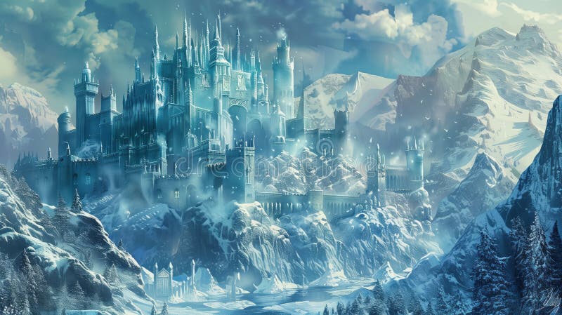 Fantasy Ice Castle Image Illustration Landscape Stock Photo - Image of ...