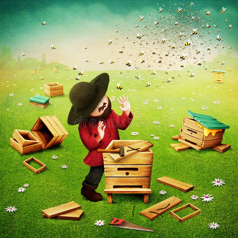 The Beekeeper stock illustration. Illustration of hive, vocation - 30139