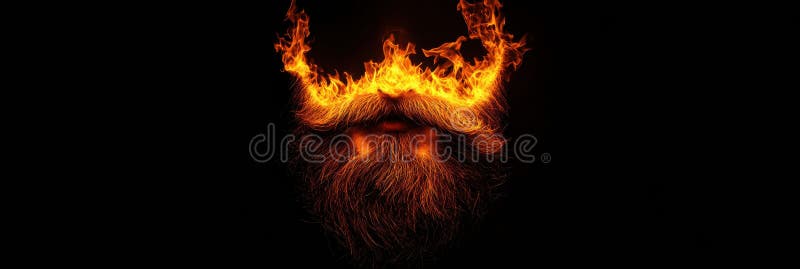 Fantasy Illustration of a Beard Made of Glowing Flames on a Black ...