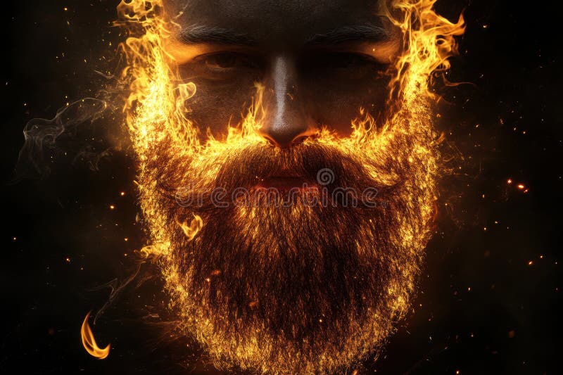 Fantasy Illustration of a Beard Made from Glowing Flames Set Against a ...