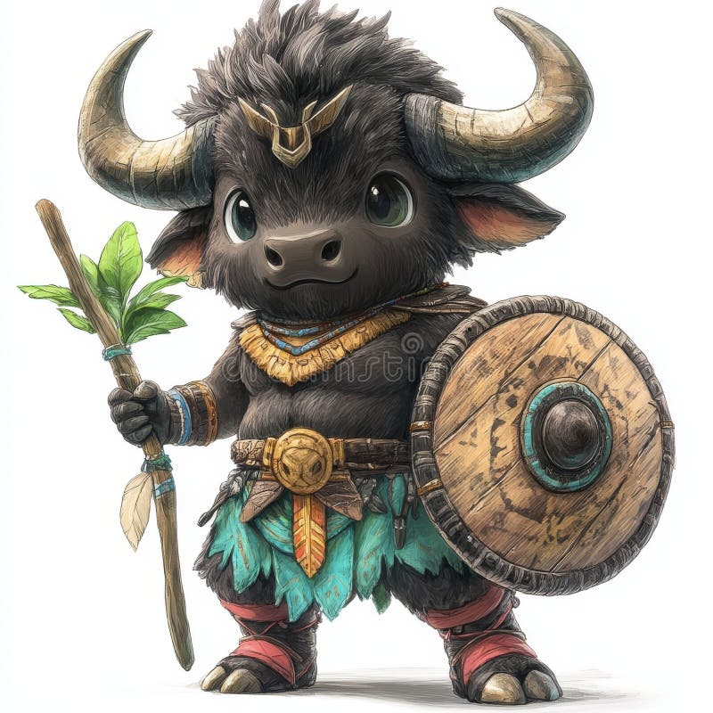 The Fantasy Illustration is of a Brave Bull-like Creature, the Mighty ...
