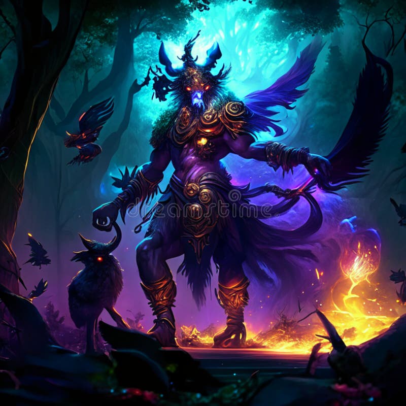 Fantasy Illustration of a Demon Standing in Front of a Fire. Generative ...