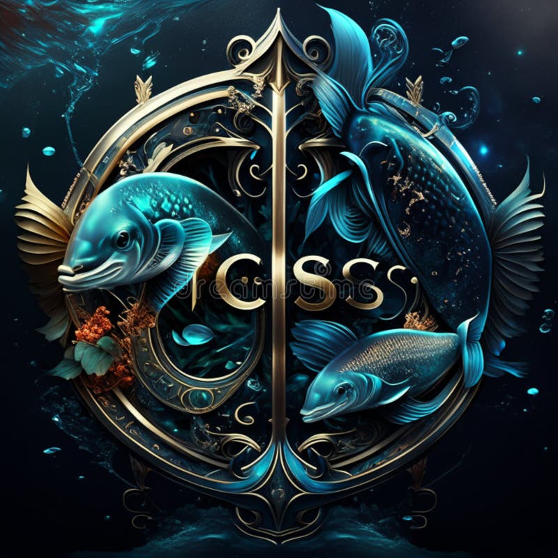 Fantasy Illustration of a Fish with a Shield on a Blue Background AI ...