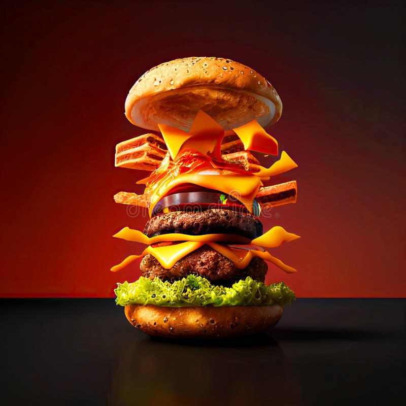 Separated Ingredients of Cheeseburger in Dynamic View Generative Ai ...