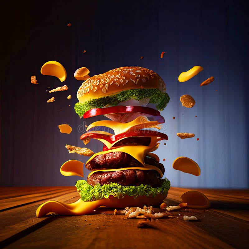 Separated Ingredients of Cheeseburger in Dynamic View Generative Ai ...