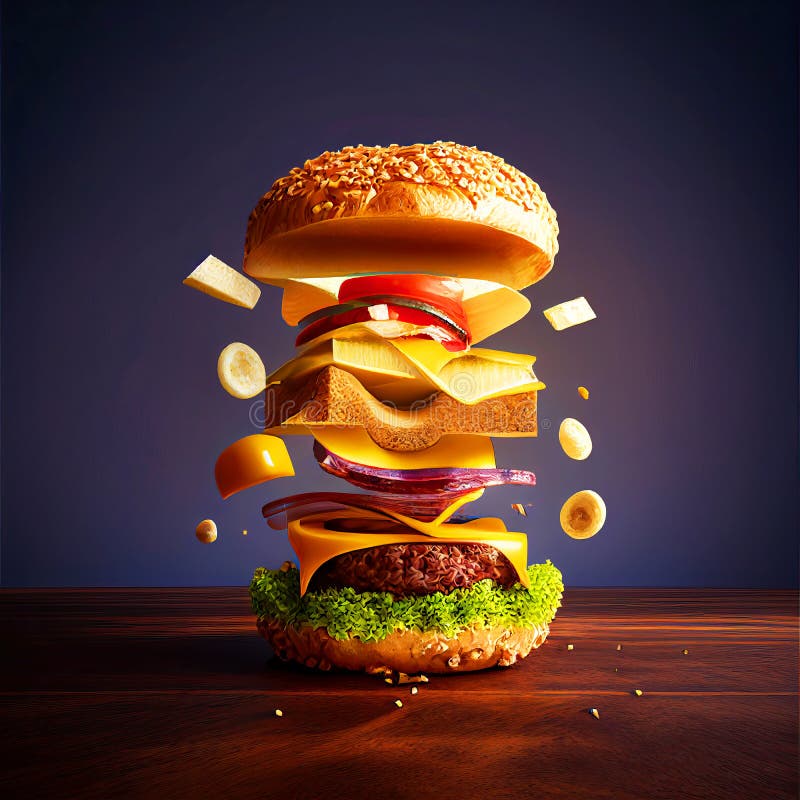 Separated Ingredients of Cheeseburger in Dynamic View Generative Ai ...