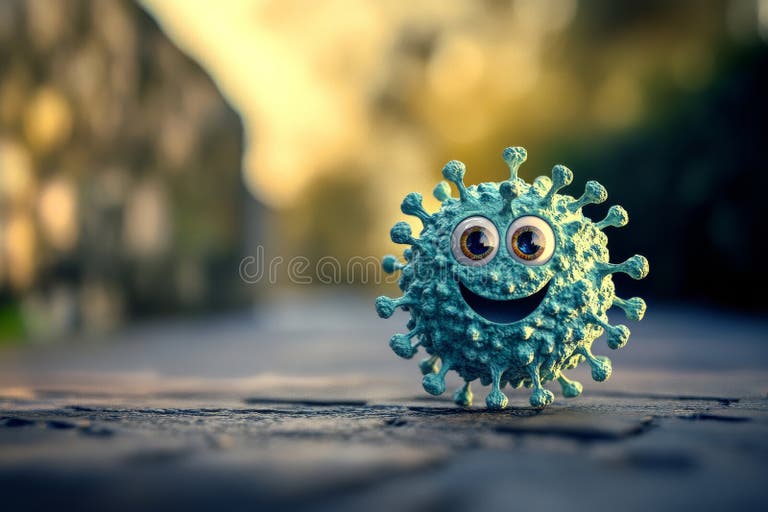 This is a Fantasy Illustration of a Green Virus Character with a Sad ...
