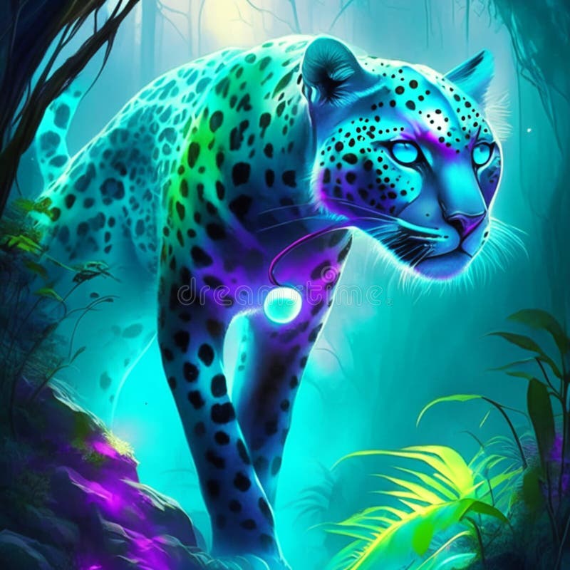 Fantasy Illustration of a Leopard in the Jungle Looking at the Camera ...