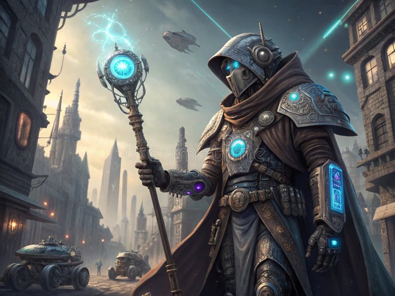 Fantasy Illustration, Robot Knight in the Distant Future Stock ...