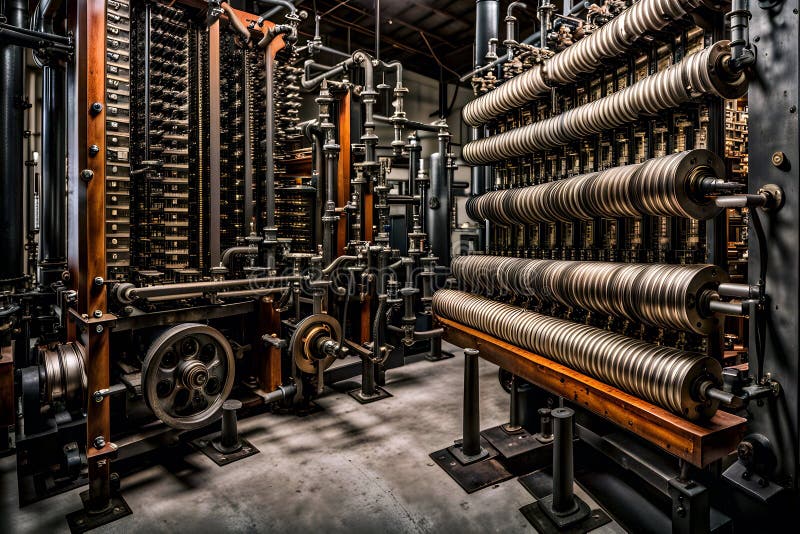 Fantasy Illustration of a 19th Century Difference Engine Mechanical ...