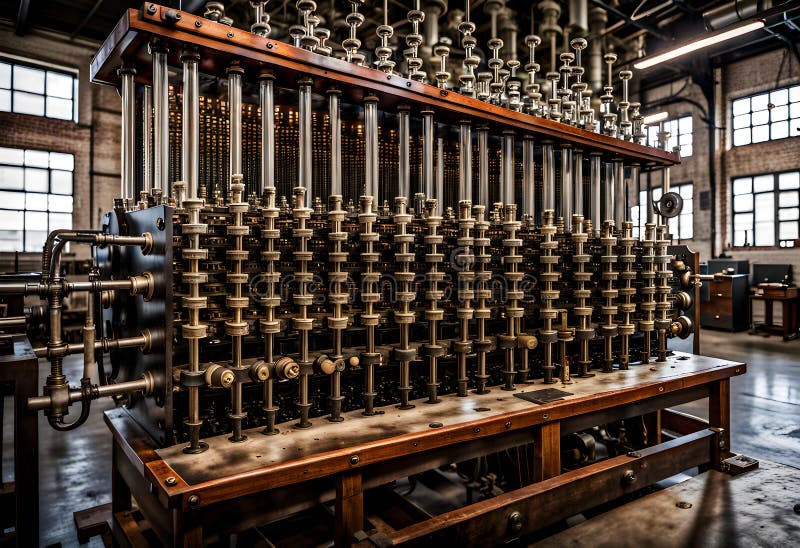 Fantasy Illustration of a 19th Century Difference Engine Mechanical ...