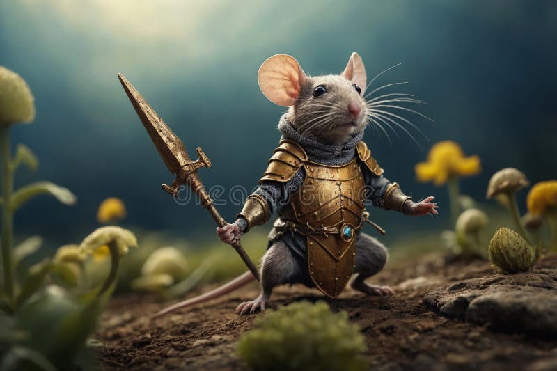 Fantasy Image of Amouse, Dressed in Tiny Armor, Holding a Small Lance ...