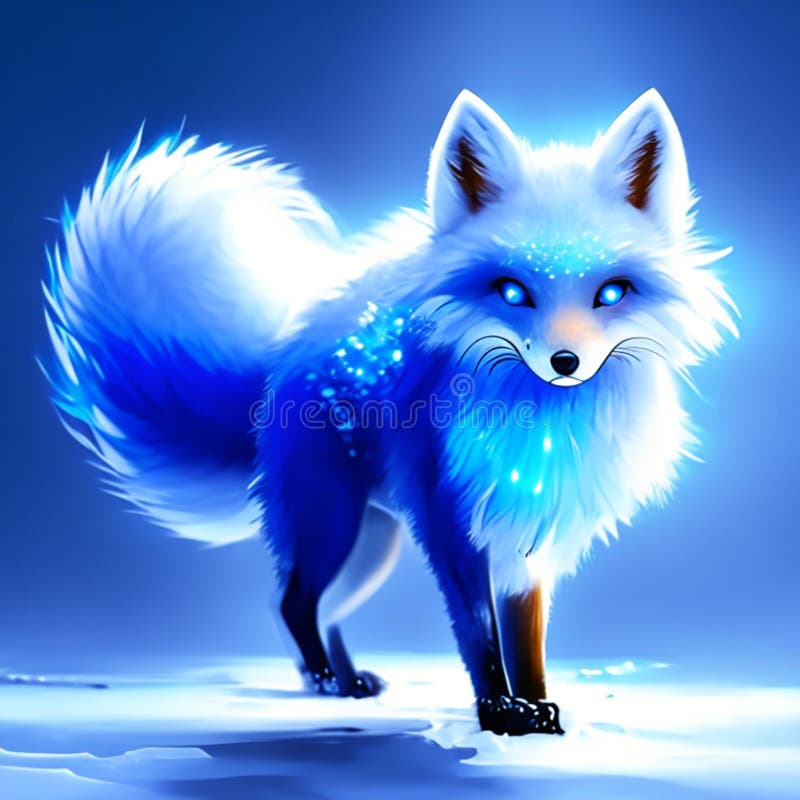 Fantasy Image of a Blue Fox in the Winter Night. 3D Illustration Stock ...