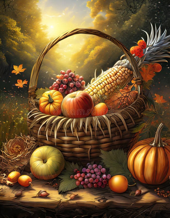 Fantasy Image with Harvested Vegetables As Cornucopia for Thanksgiving ...