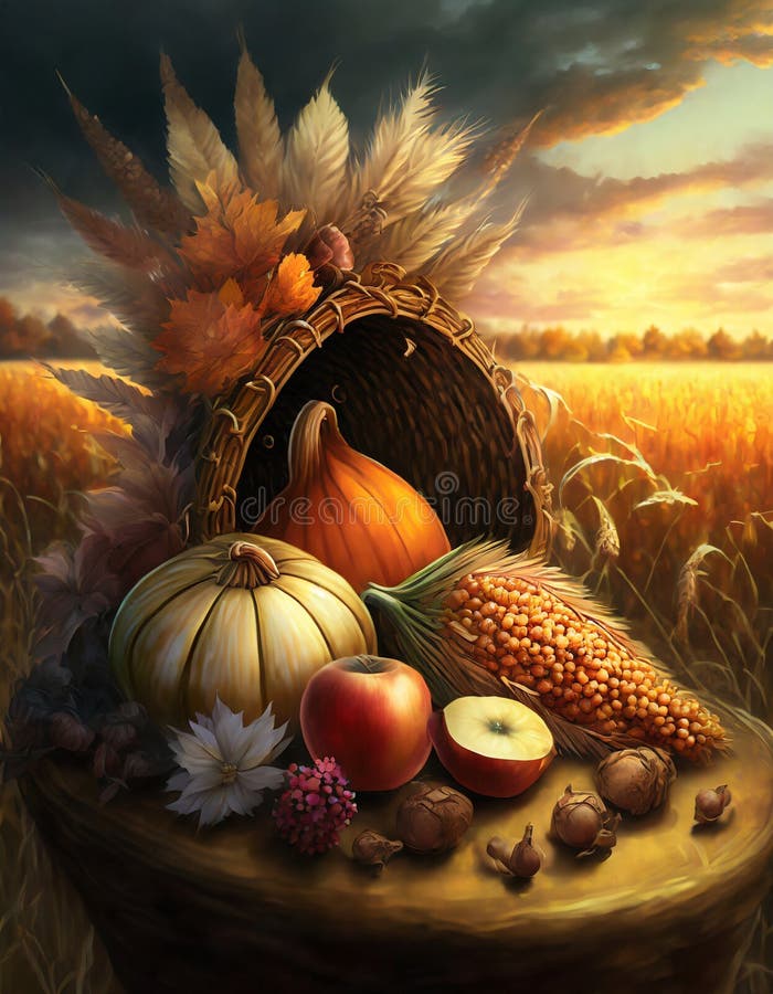 Fantasy Image with Harvested Vegetables As Cornucopia for Thanksgiving ...