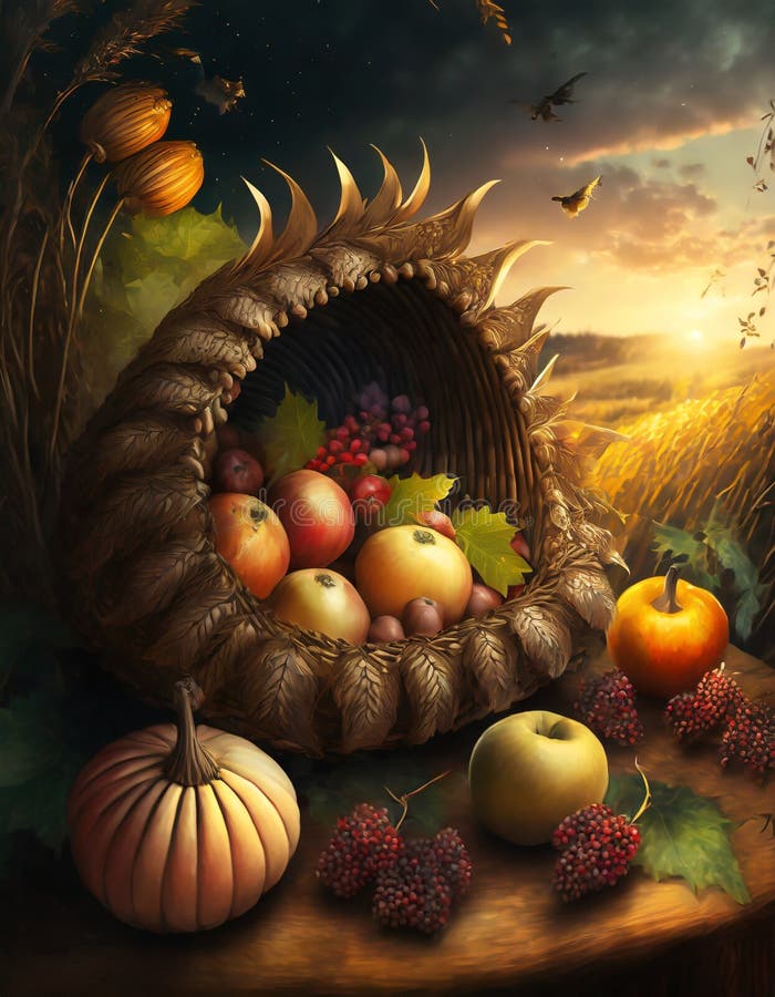 Fantasy Image with Harvested Vegetables As Cornucopia for Thanksgiving ...