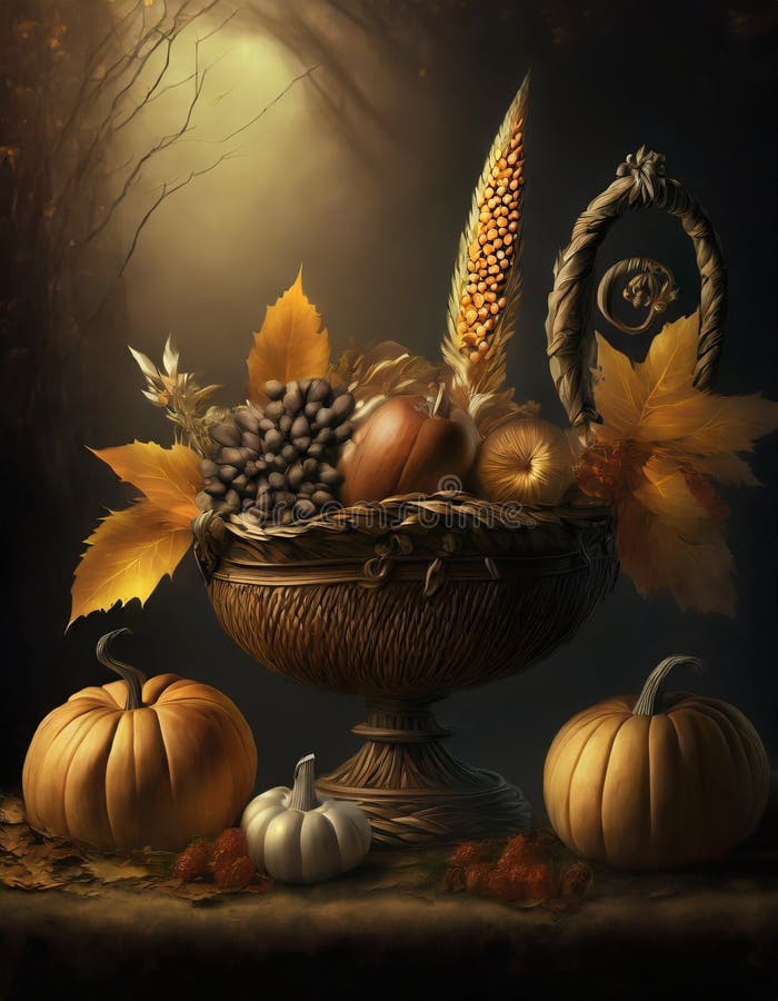 Fantasy Image with Harvested Vegetables As Cornucopia for Thanksgiving ...