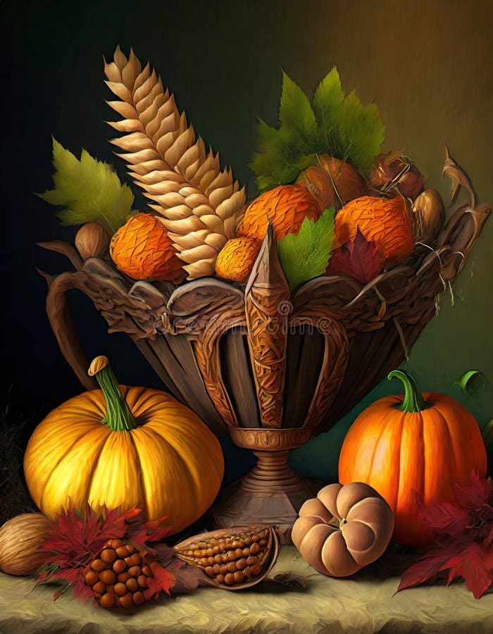 Fantasy Image with Harvested Vegetables As Cornucopia for Thanksgiving ...