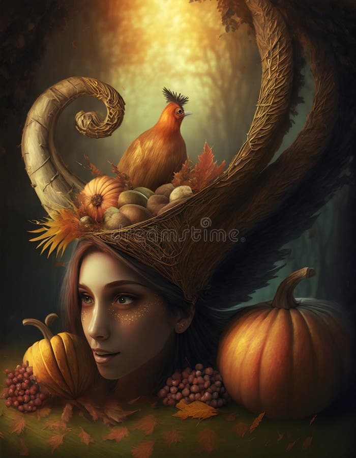 Fantasy Image with Harvested Vegetables As Cornucopia for Thanksgiving ...
