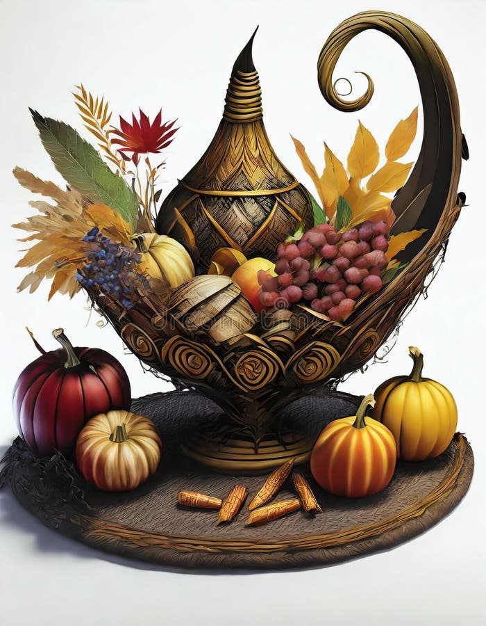 Fantasy Image with Harvested Vegetables As Cornucopia for Thanksgiving ...