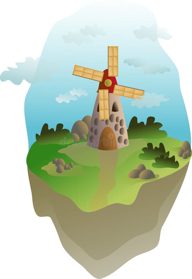 Fantasy Image of Mill with Blue Sky Stock Vector - Illustration of ...