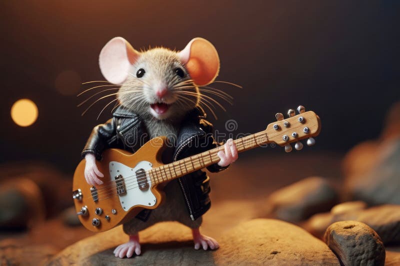 Fantasy Image of Mouse Playing Guitar Stock Photo - Image of white ...