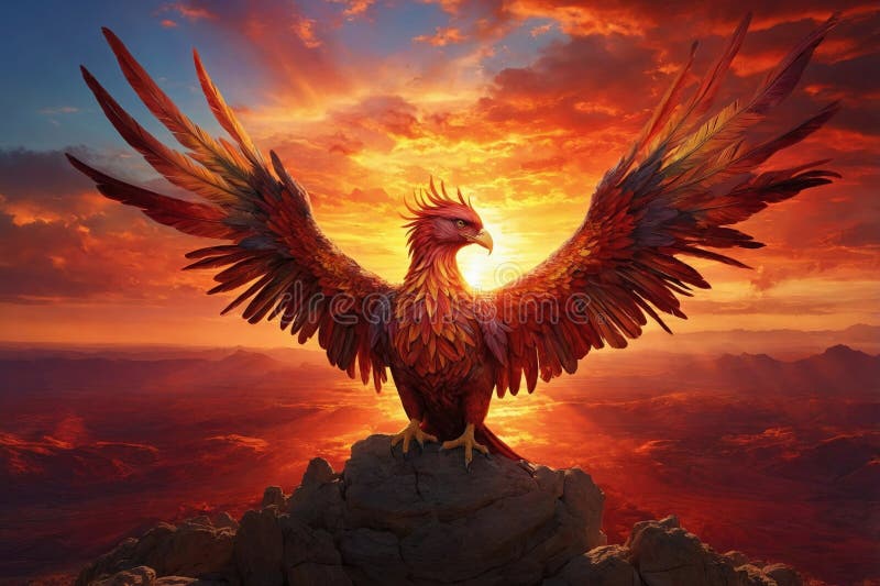 Fantasy Image of Mythical Bird, Phoenix Stock Illustration ...
