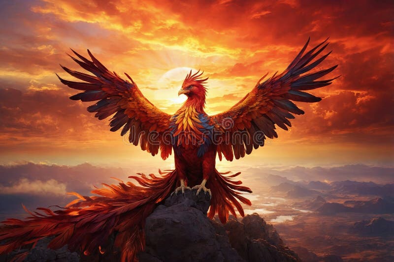 Fantasy Image of Mythical Bird, Phoenix Stock Illustration ...