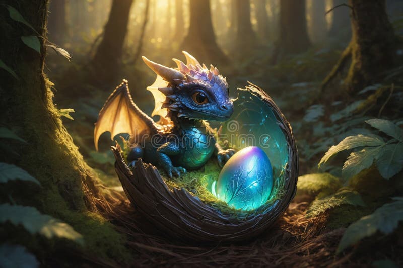 Fantasy Image of Mythical Creature, Dragon, Newborn Stock Illustration ...