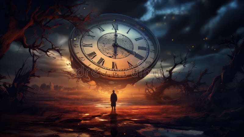 Fantasy Image of a Person Looking at the Clock. Concept of Time ...