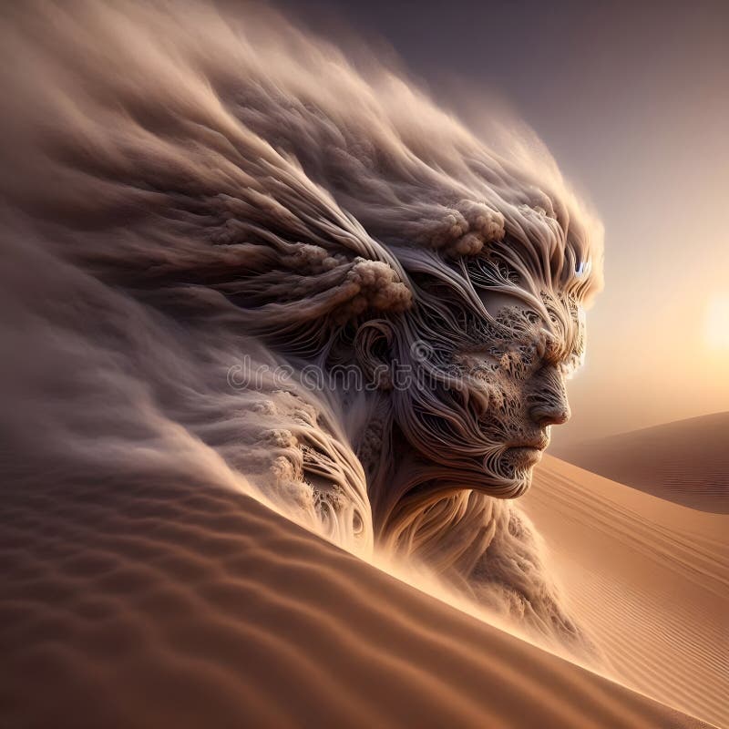 Fantasy Image of a Sand Dune Figure of an Fallen Angle in Midst of the ...