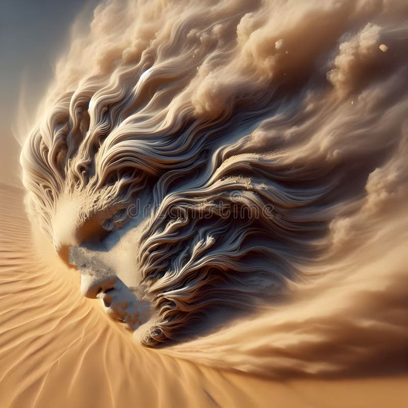 Fantasy Image of a Sand Dune Figure of an Fallen Angle in Midst of the ...