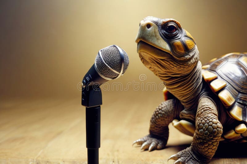 Fantasy Image of Tortoise Singing with a Microphone Stock Illustration ...