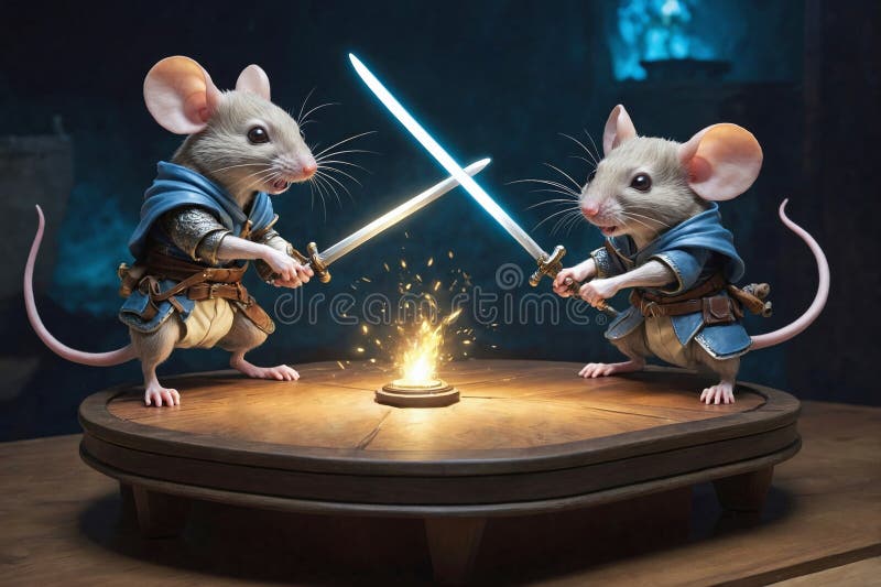 Fantasy Image of Two Mouse Fighting Duel Stock Illustration ...