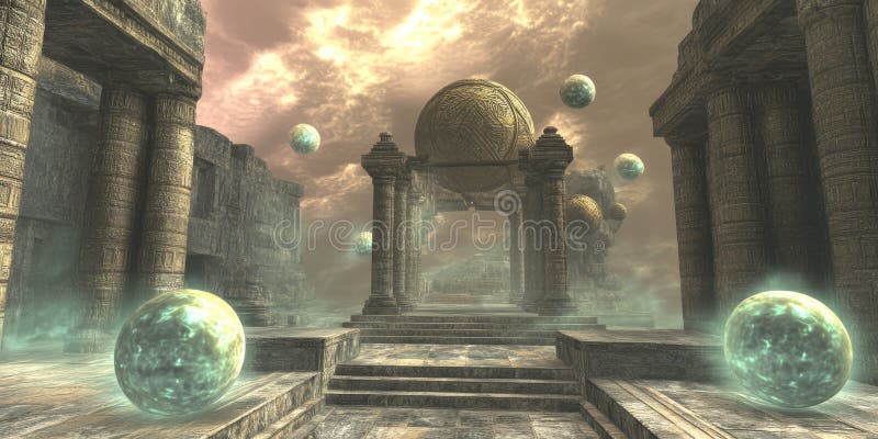 A Fantasy-inspired 3D Background with an Ancient Floating Temple ...