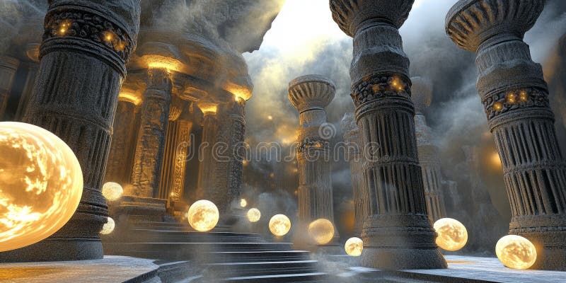 A Fantasy-inspired 3D Background with an Ancient Floating Temple ...