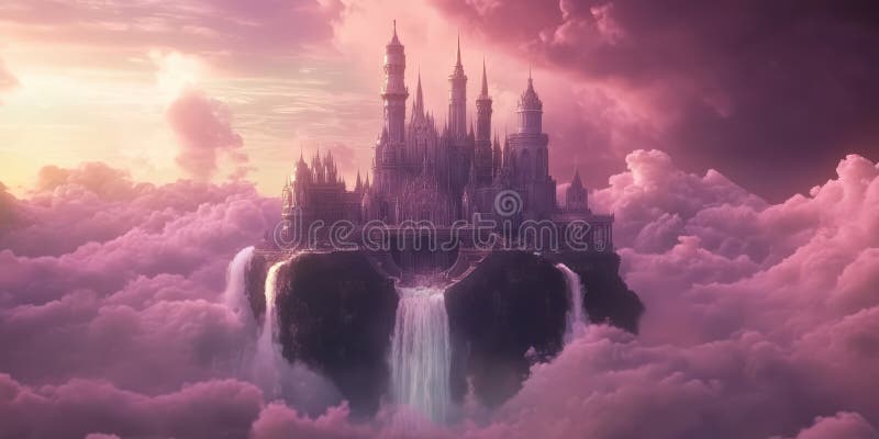 A Fantasy-inspired 3D Background Featuring a Floating Castle Surrounded ...