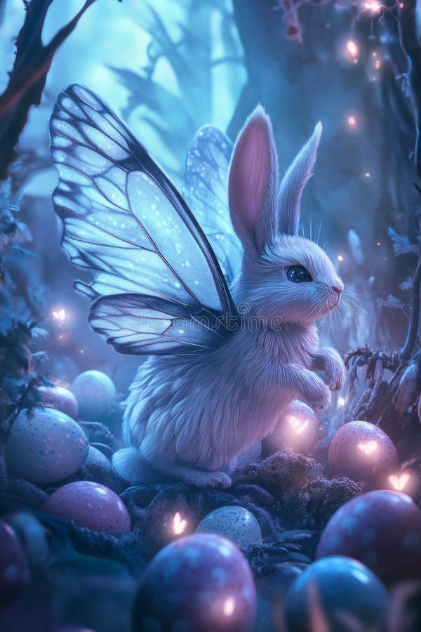 A Fantasy-inspired Easter Bunny with Delicate Butterfly Wings ...