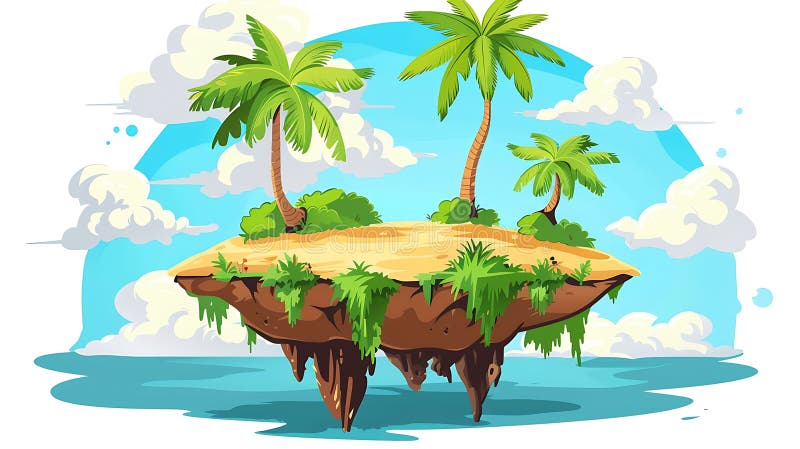 Fantasy Island Floating in the Sky Stock Illustration - Illustration of ...