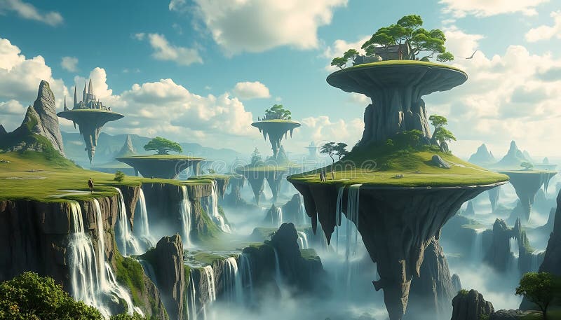 Fantasy Island with Floating Structures, Imaginative Landscape and ...