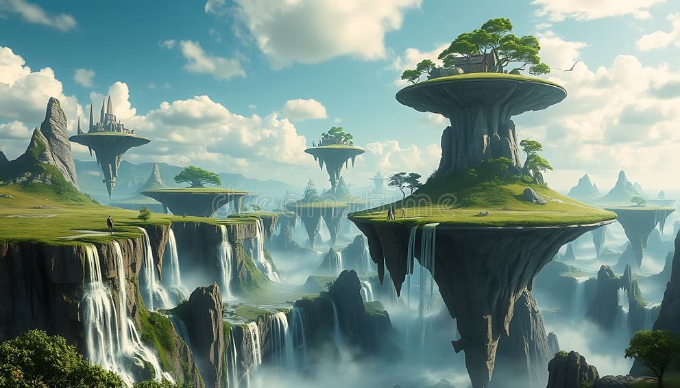 Fantasy Island with Floating Structures, Imaginative Landscape and ...
