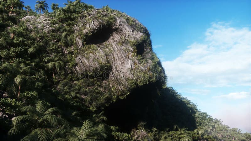 Fantasy Island with Skull Mountain. Airy Concept. Dynamic Trees ...