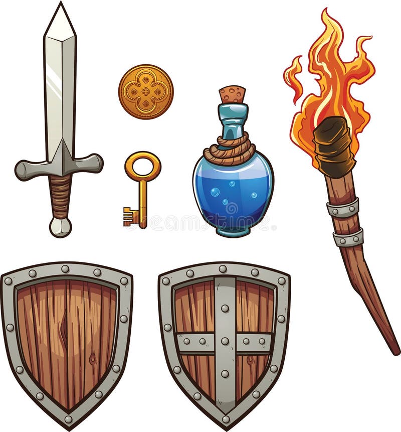 Fantasy items stock vector. Illustration of sword, vector - 70081225