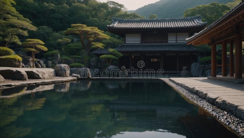 Fantasy Japanese Landscape Spa Japanese Hot Springs, Ancient ...