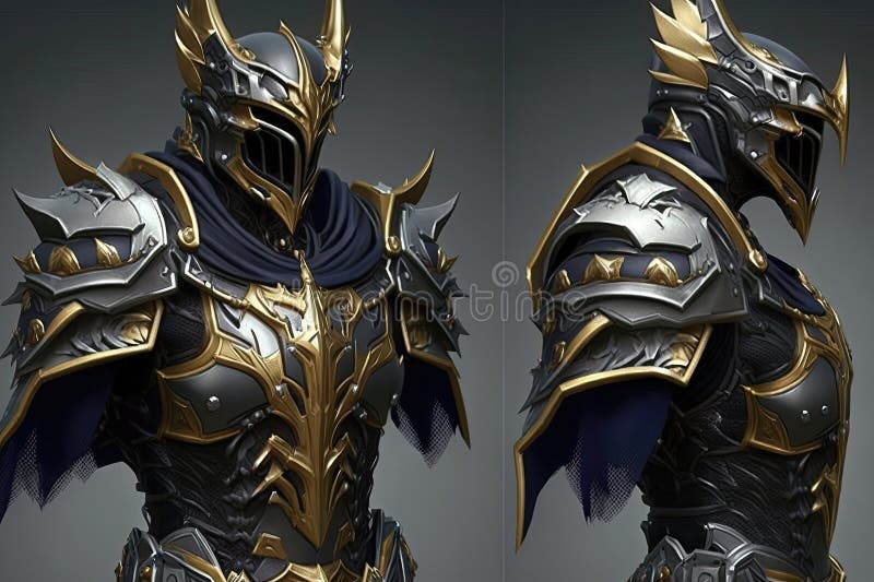 Fantasy Knight Armor with Gold Trim. Generative AI Stock Illustration ...